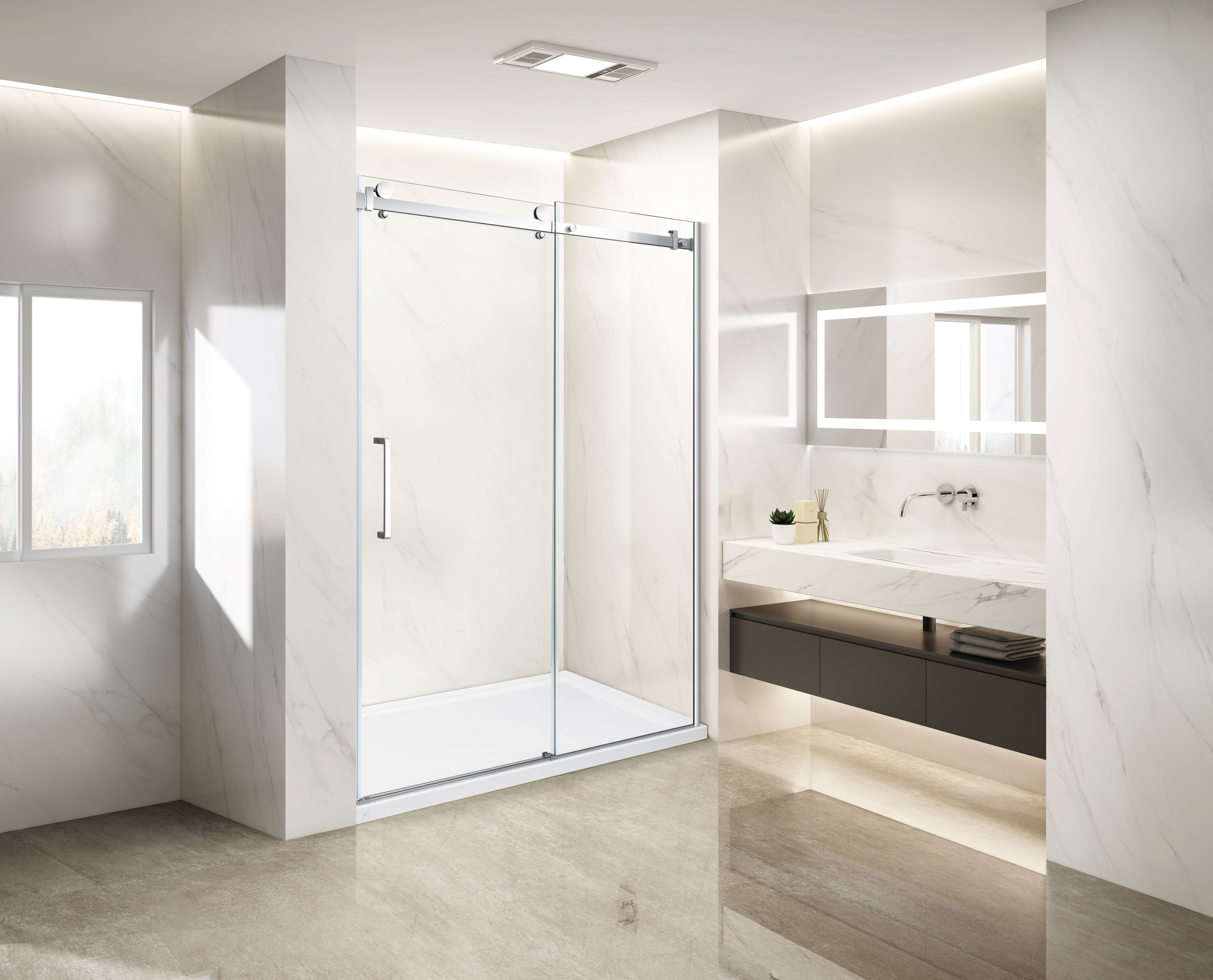 Douche (Base et Vitres inclus) chrome 36"X60" en alcove | L'Entrepôt de ...